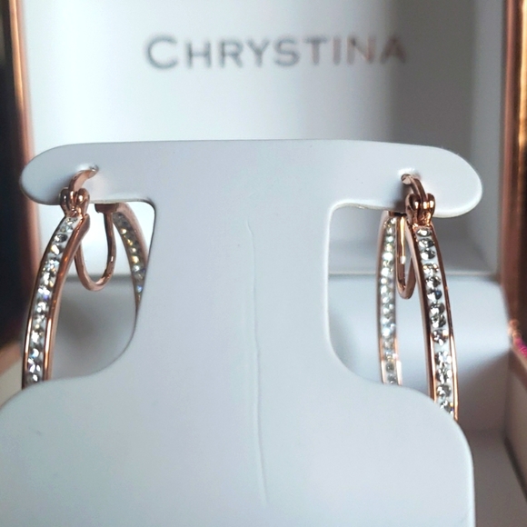 Chrystina | Jewelry | Chrystina Silver Plated Crystal Hoop Earrings ...